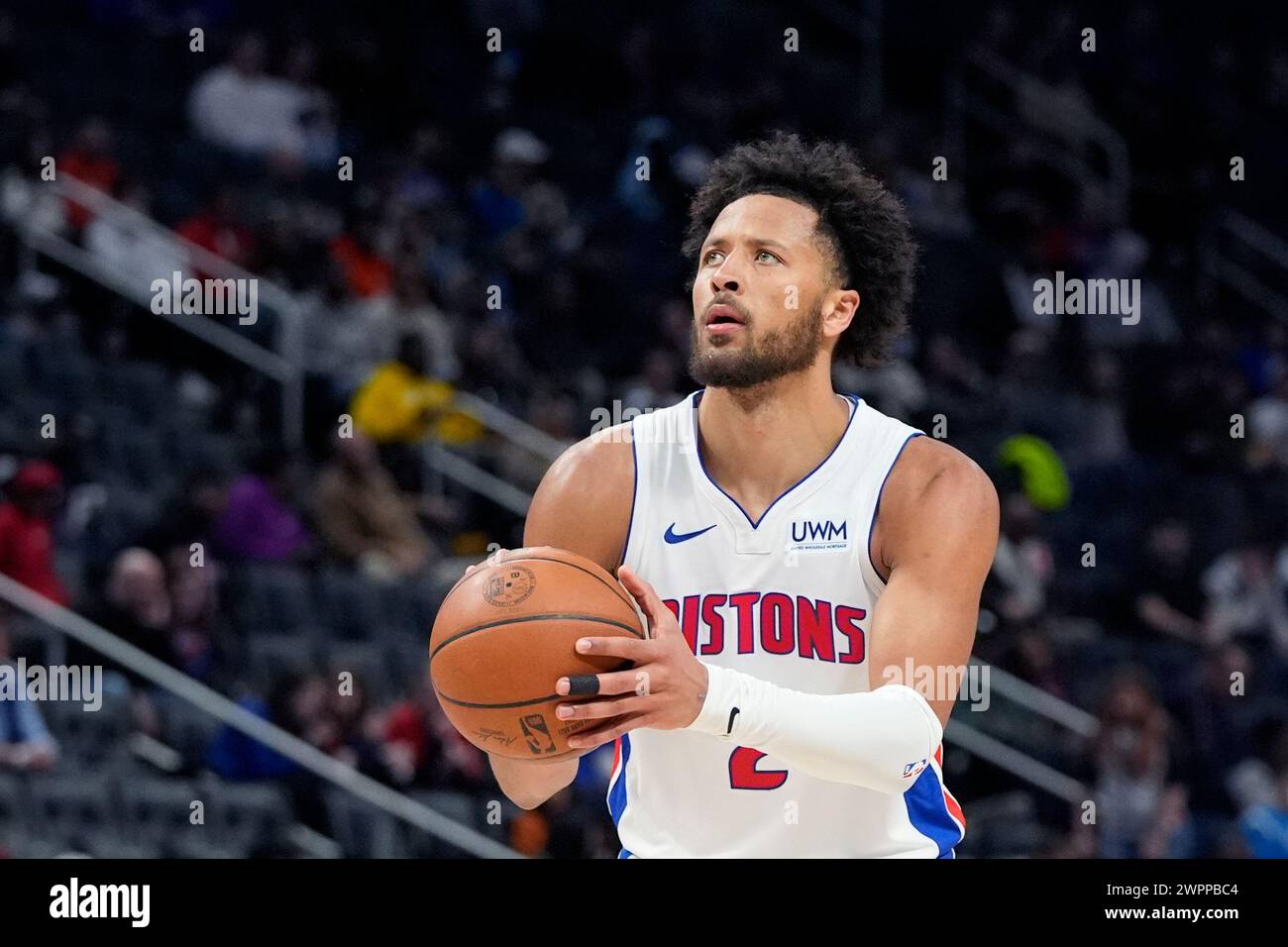 Detroit Pistons guard Cade Cunningham plays during the second half of an NBA basketball game ...