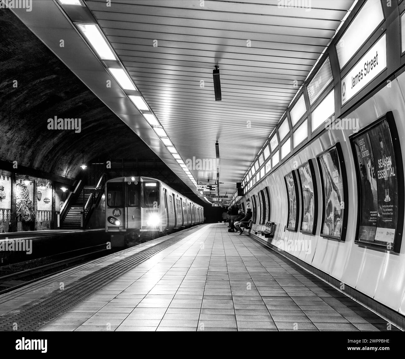 Merseyrail underground train Black and White Stock Photos & Images - Alamy