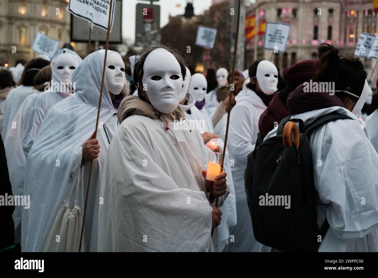Several women protest during the 8M demonstration on International ...