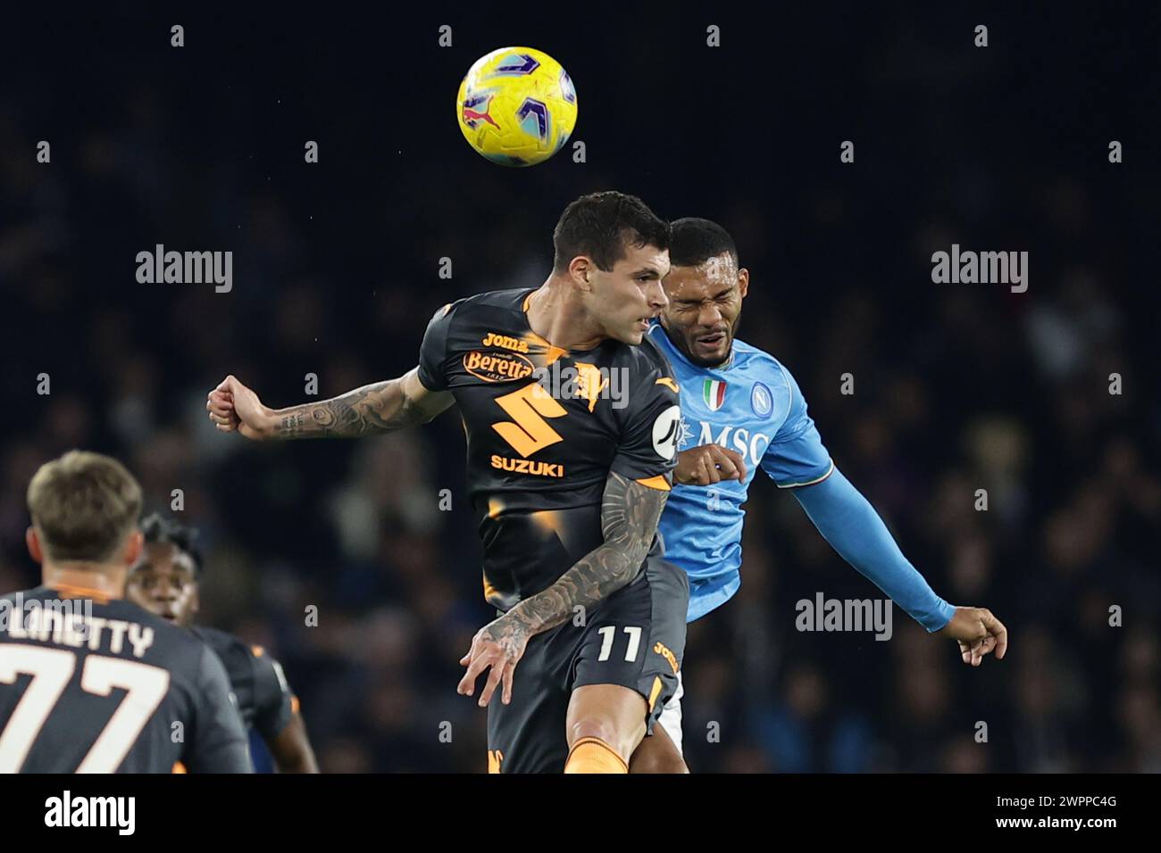 SSC Napoli's Brazilian defender Juan Jesus challenges for the ball with ...