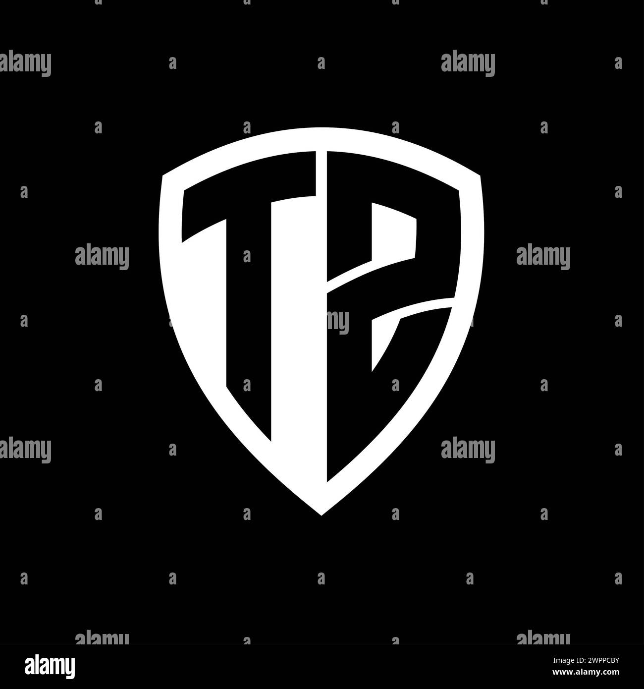 TZ monogram logo with bold letters shield shape with black and white ...