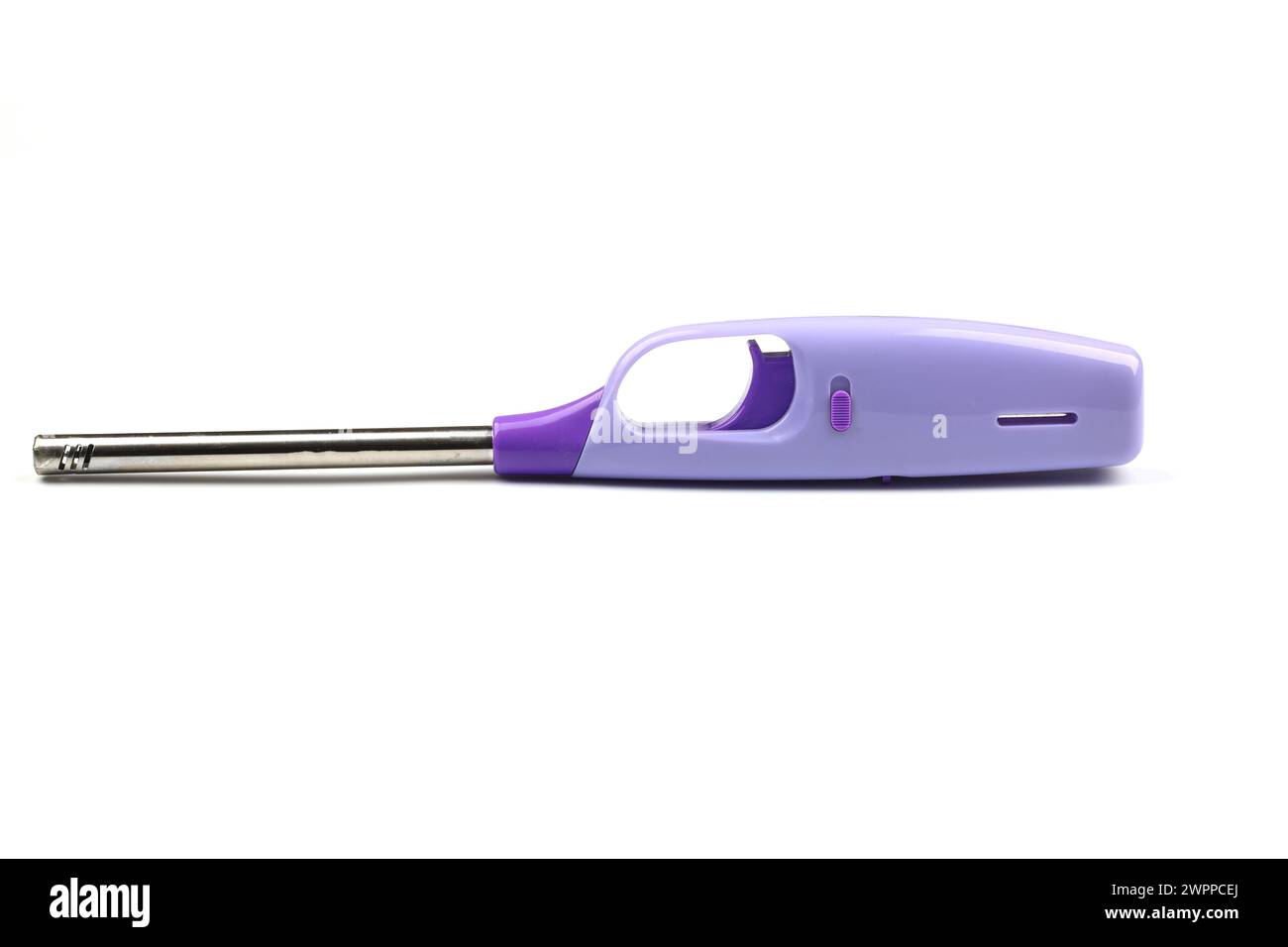 Clear dark blue cigarette lighter isolated on white background with ...