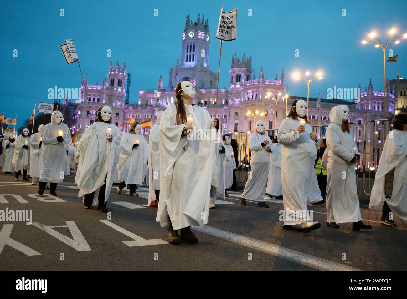 Several women protest during the 8M demonstration on International ...