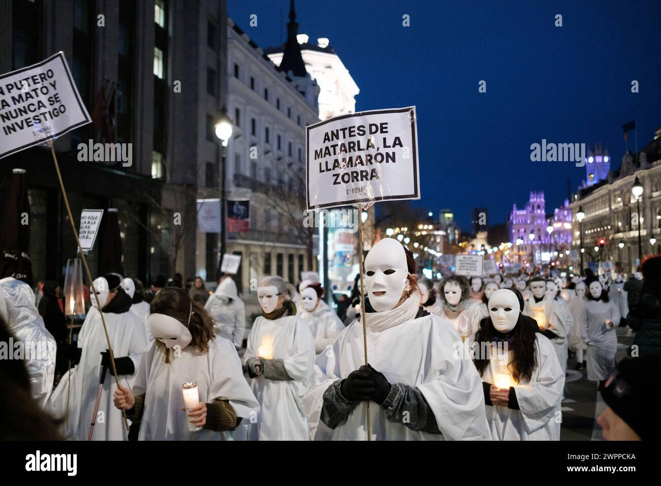 Several women protest during the 8M demonstration on International ...