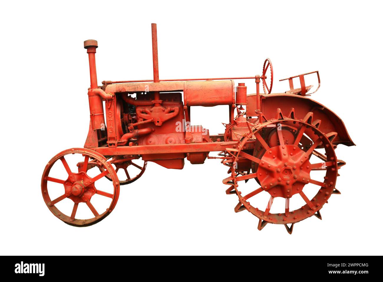 Old Vintage Farm Tractor isolated on white background Stock Photo - Alamy