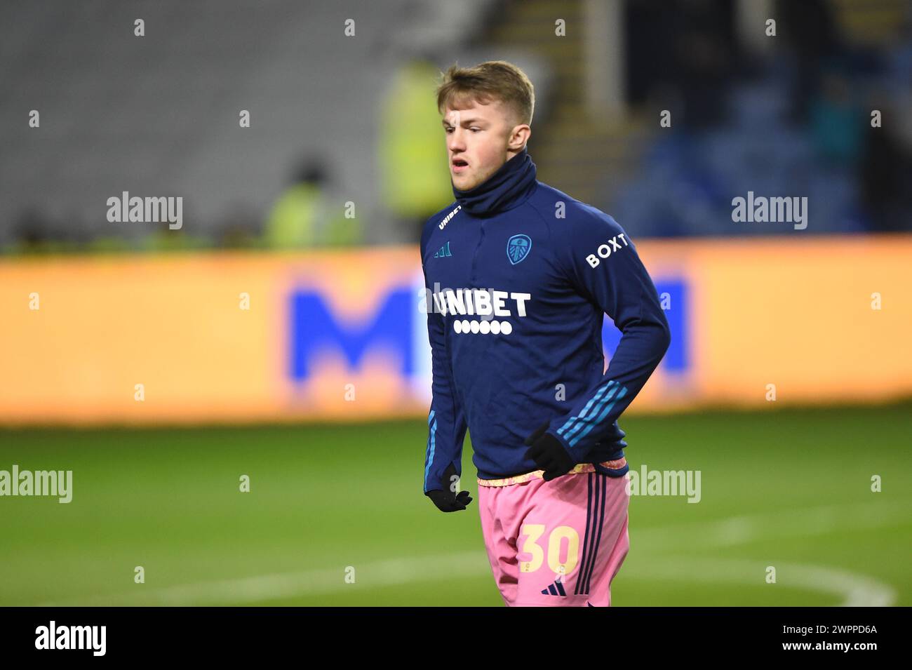 Joe Gelhardt of Leeds United during the warm up before ahead of the Sky ...