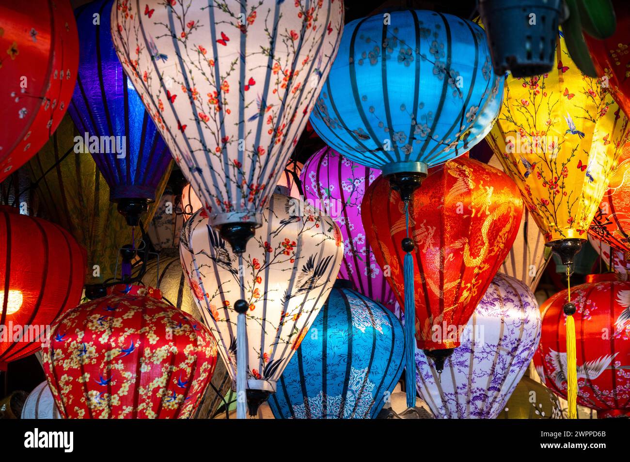 Colorful typical Asian lanterns at a night market in Vietnam Stock ...