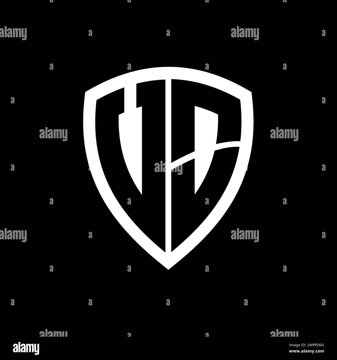 VO monogram logo with bold letters shield shape with black and white color design template Stock ...
