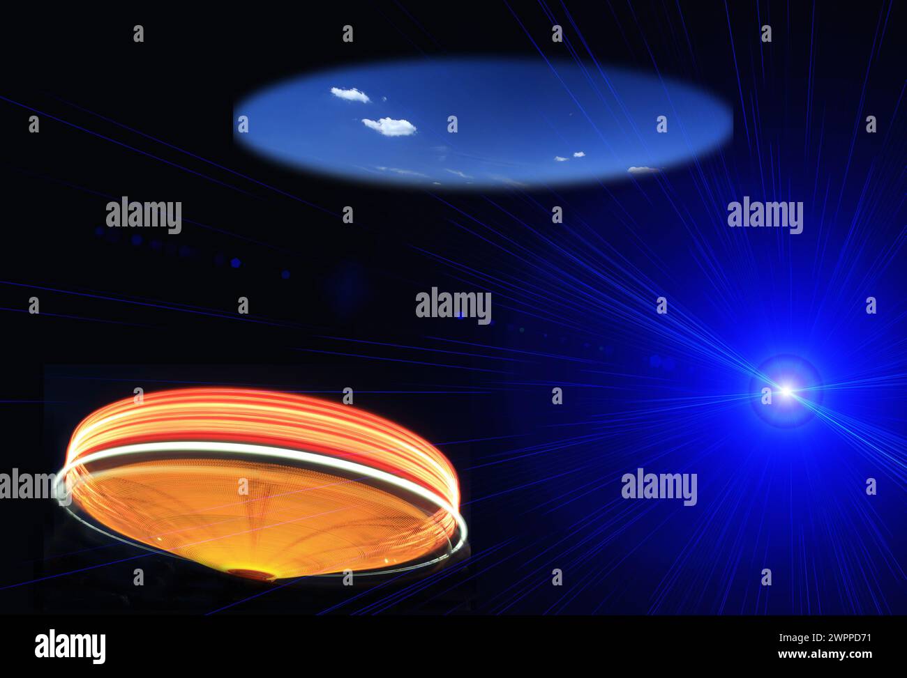 Ufo Flying on Earth at night Stock Photo - Alamy