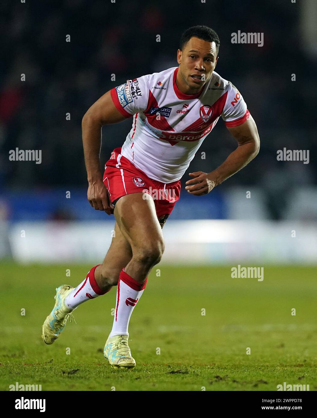 St Helens' Moses Mbye during the Betfred Super League match at the ...