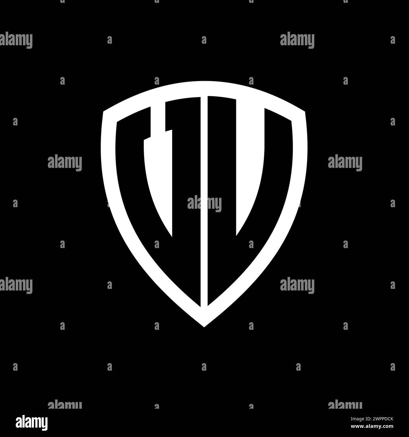VU monogram logo with bold letters shield shape with black and white color design template Stock ...