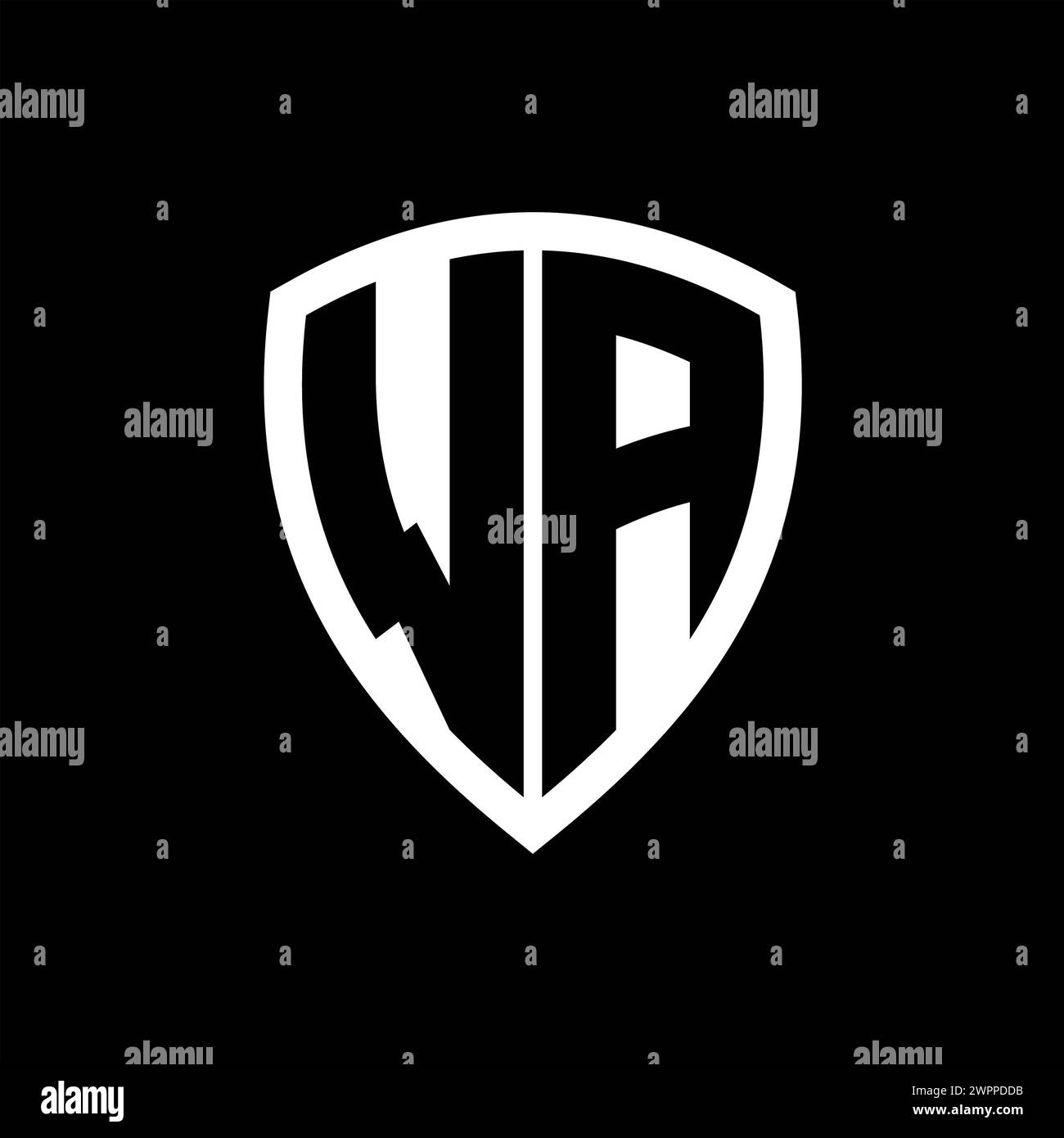 WA monogram logo with bold letters shield shape with black and white ...