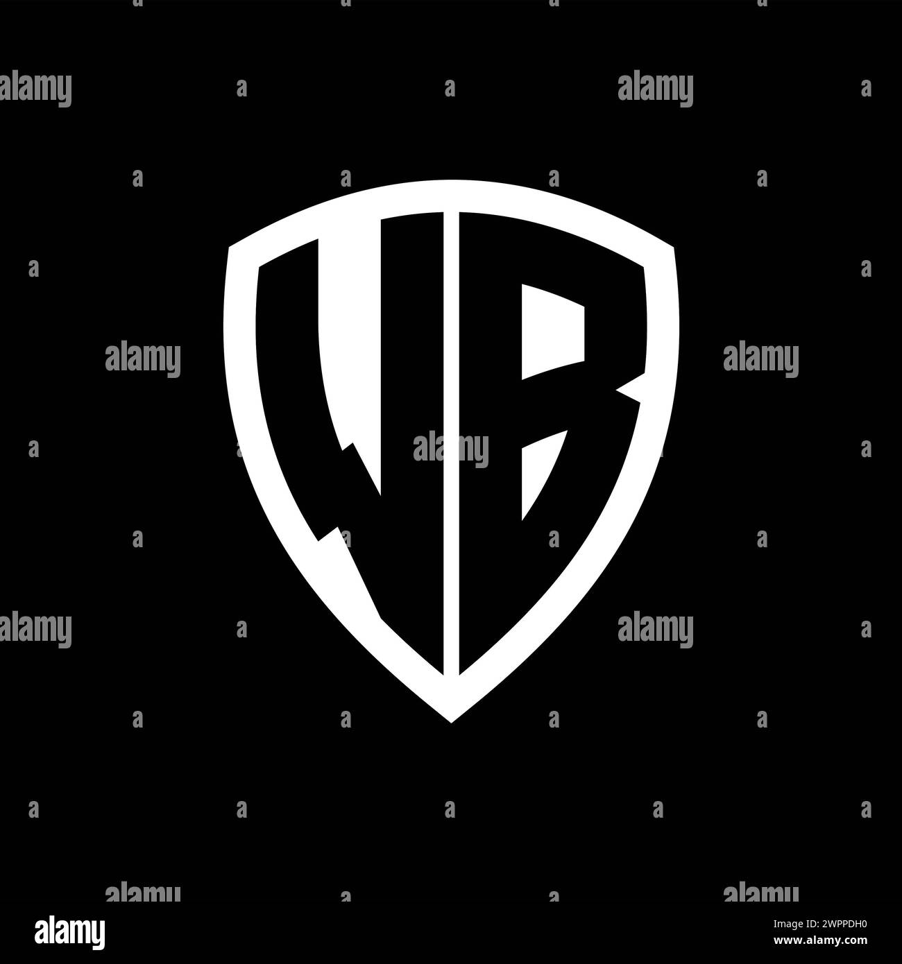 WB monogram logo with bold letters shield shape with black and white ...