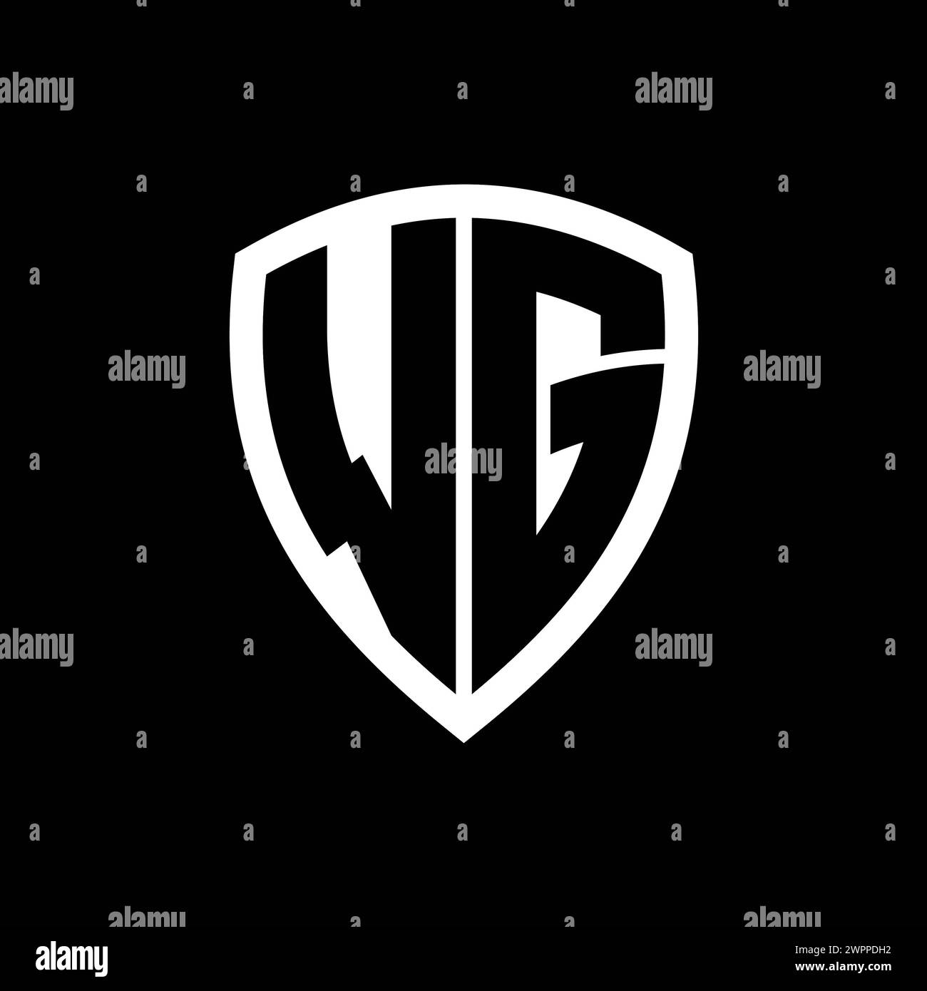 WG monogram logo with bold letters shield shape with black and white ...