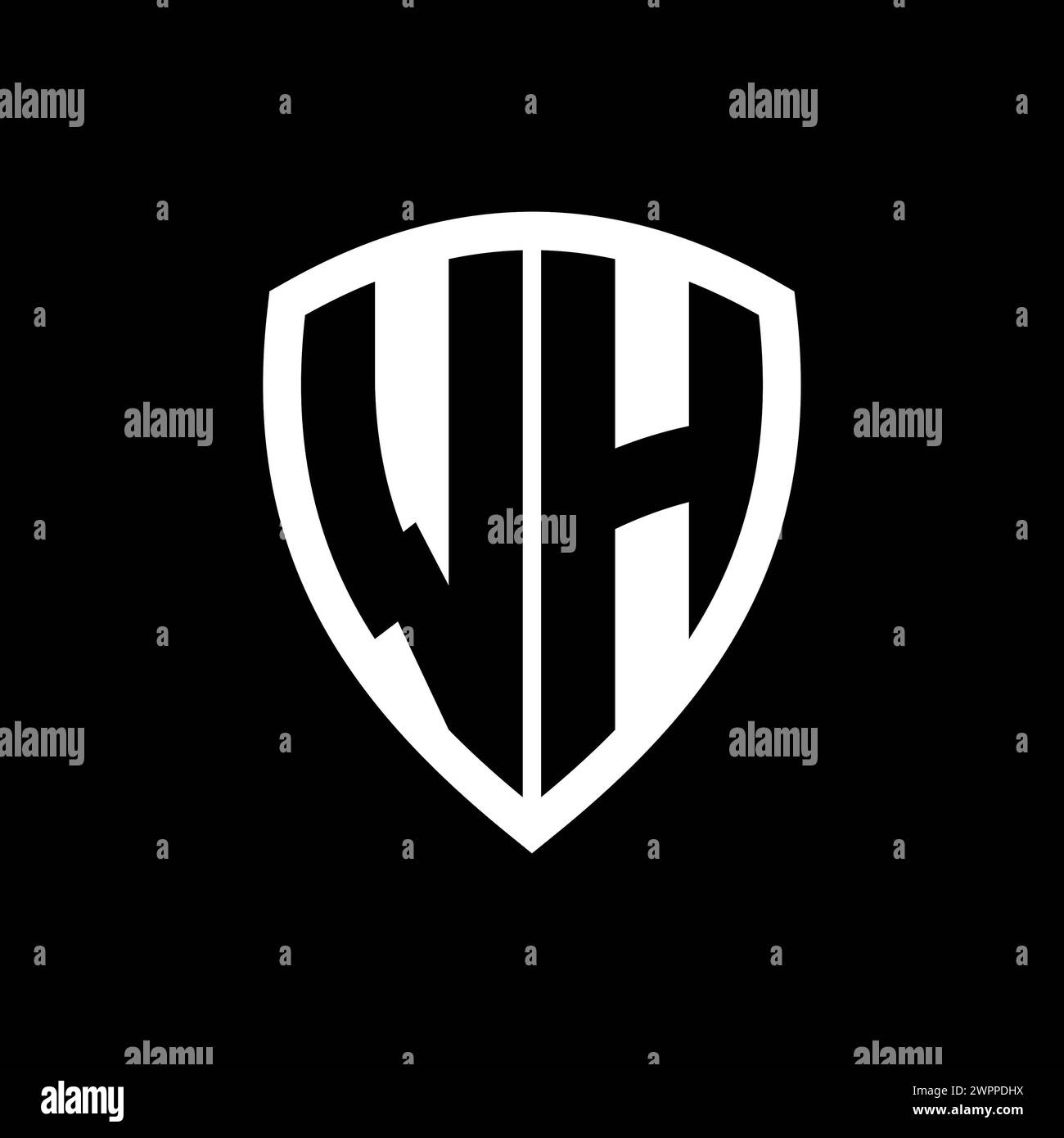 WH monogram logo with bold letters shield shape with black and white ...