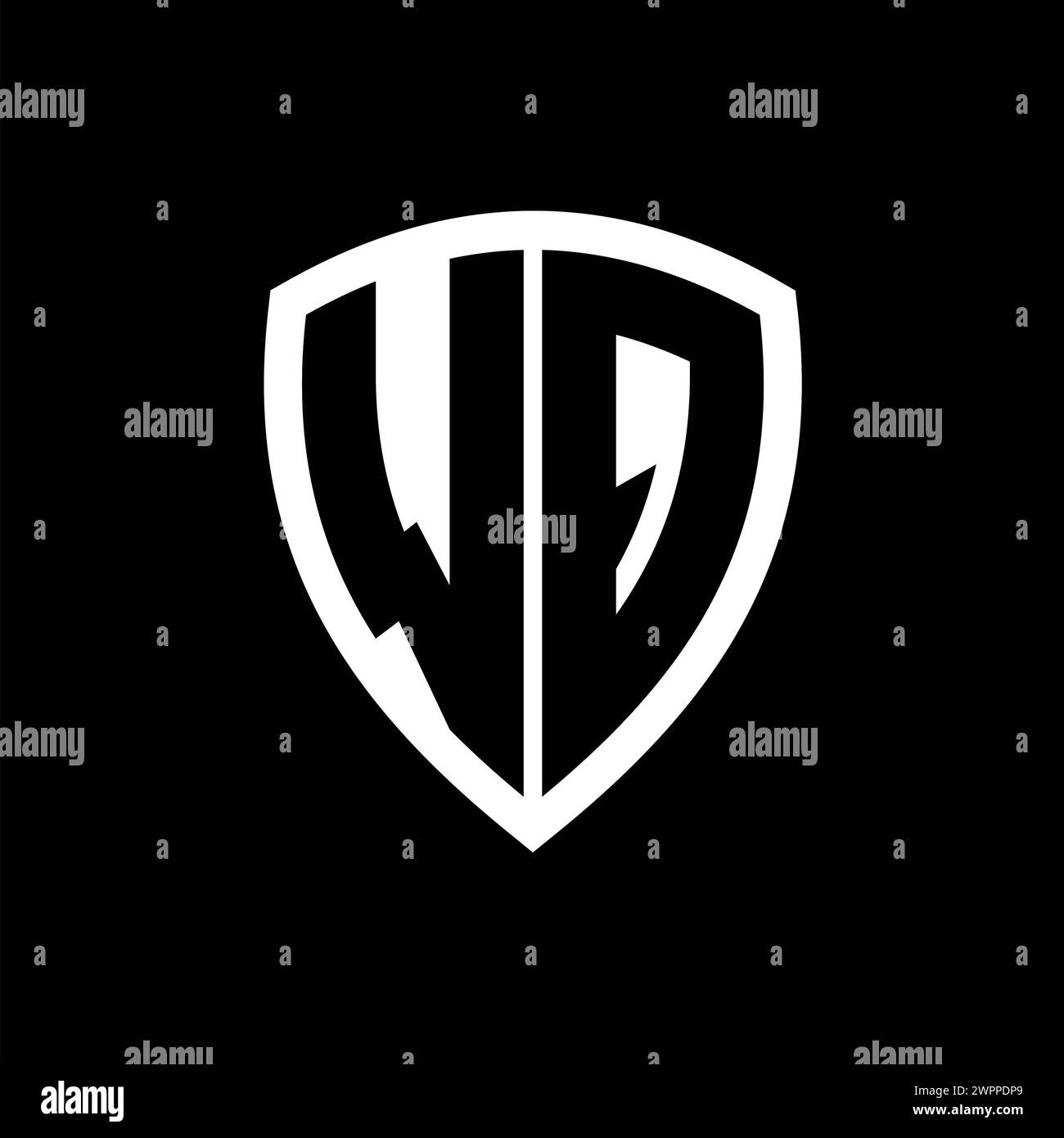 WQ monogram logo with bold letters shield shape with black and white ...
