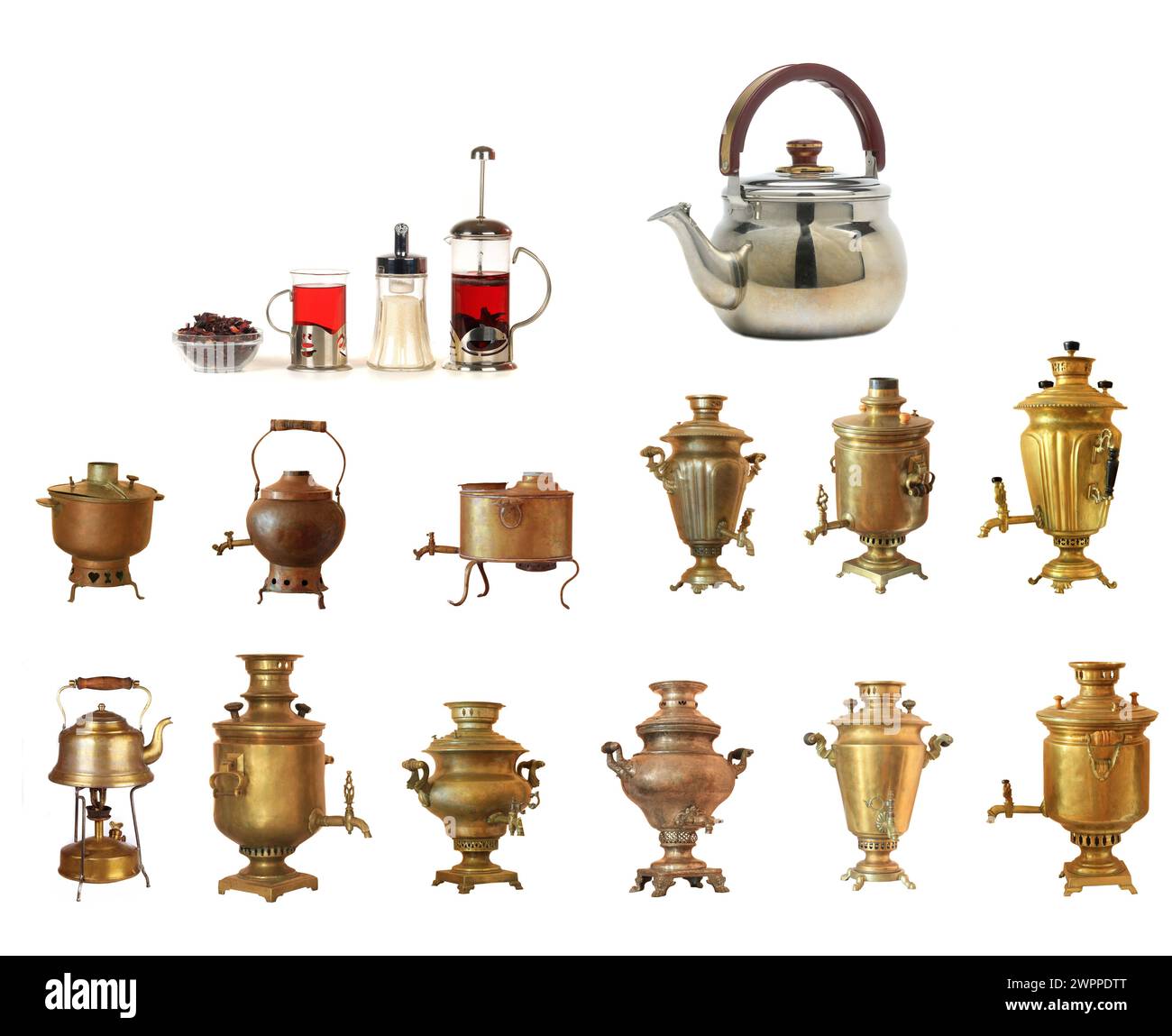 vintage samovars made from ailerons on a white background Stock Photo ...