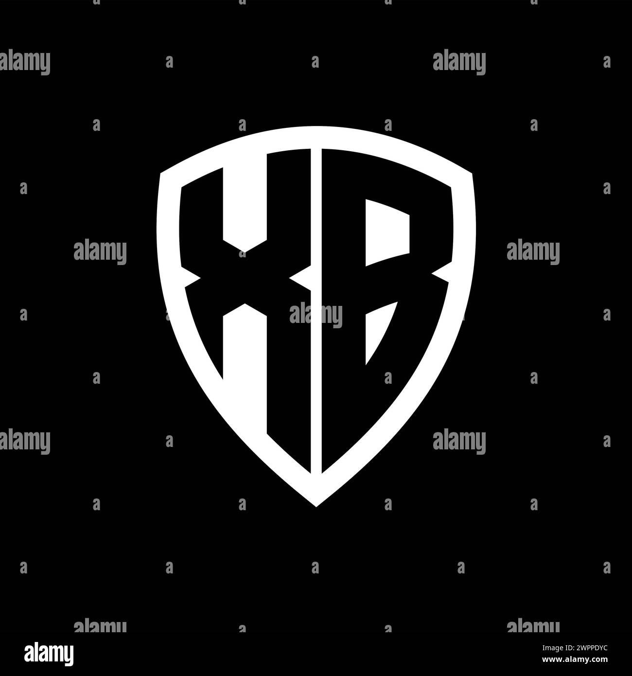 XB monogram logo with bold letters shield shape with black and white ...