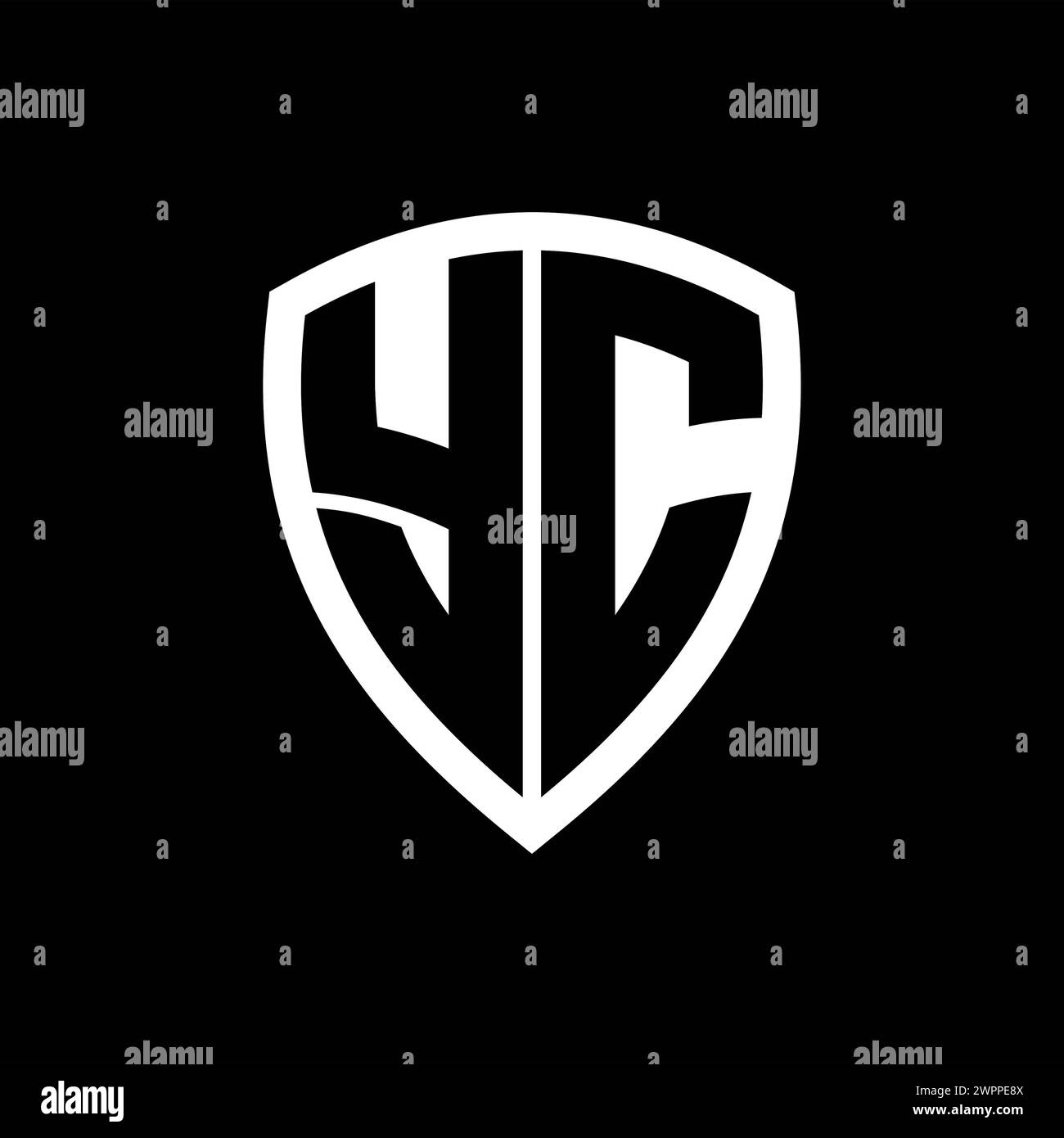 YC monogram logo with bold letters shield shape with black and white ...