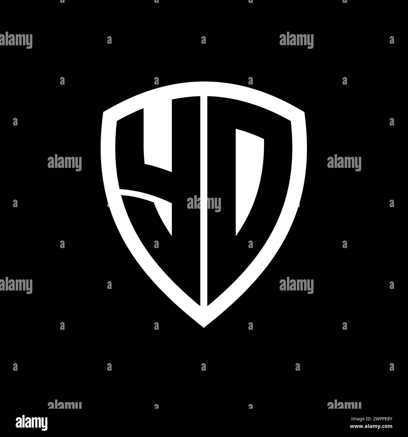 YD monogram logo with bold letters shield shape with black and white ...