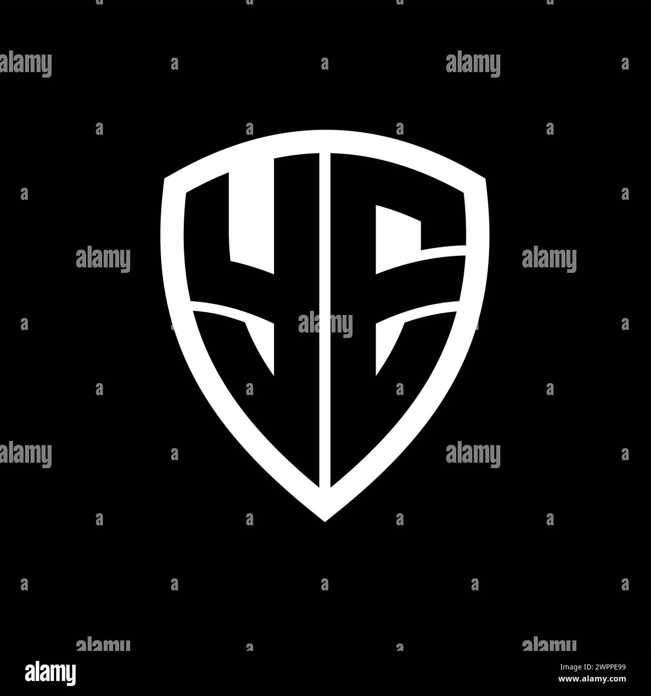 YE monogram logo with bold letters shield shape with black and white ...