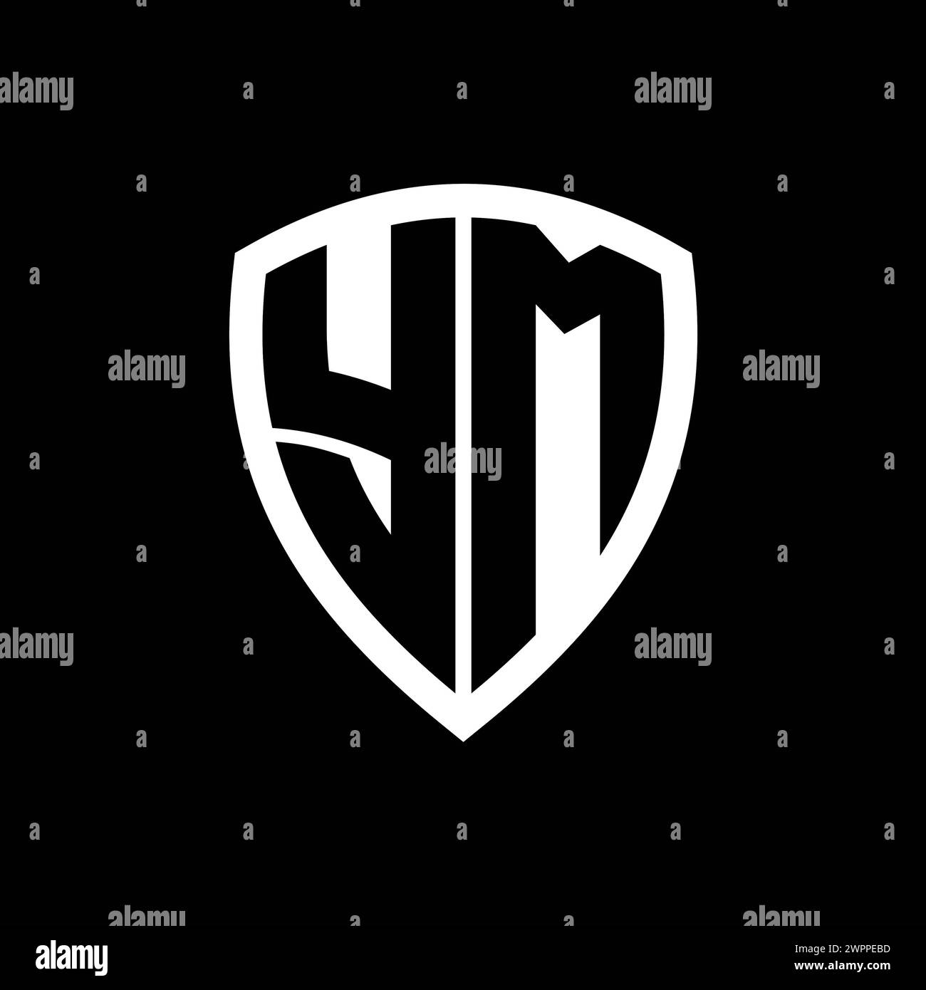 YM monogram logo with bold letters shield shape with black and white ...