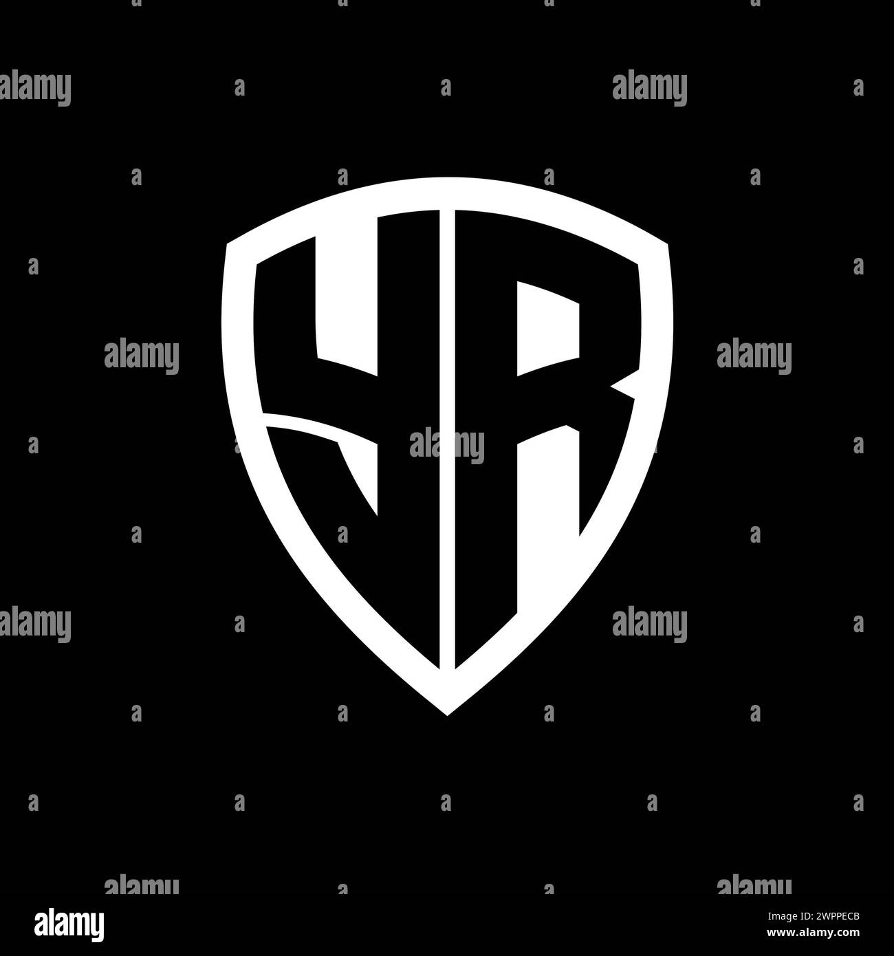 YR monogram logo with bold letters shield shape with black and white ...