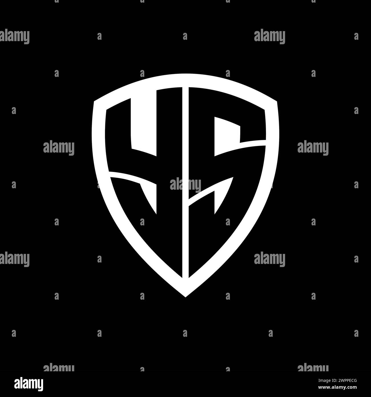 YS monogram logo with bold letters shield shape with black and white color design template Stock ...