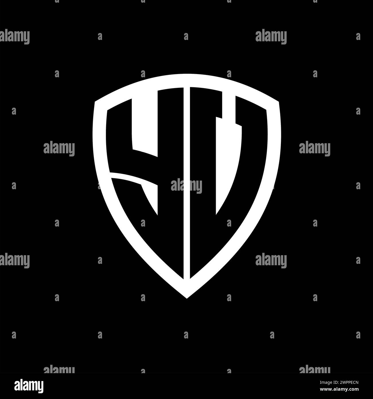 YV monogram logo with bold letters shield shape with black and white ...