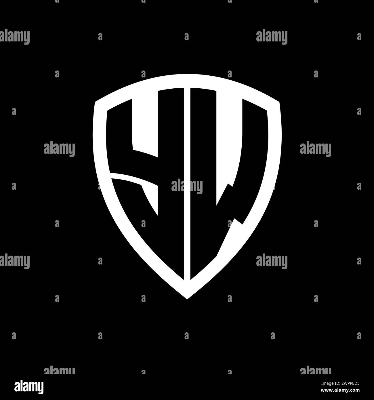 YW monogram logo with bold letters shield shape with black and white ...