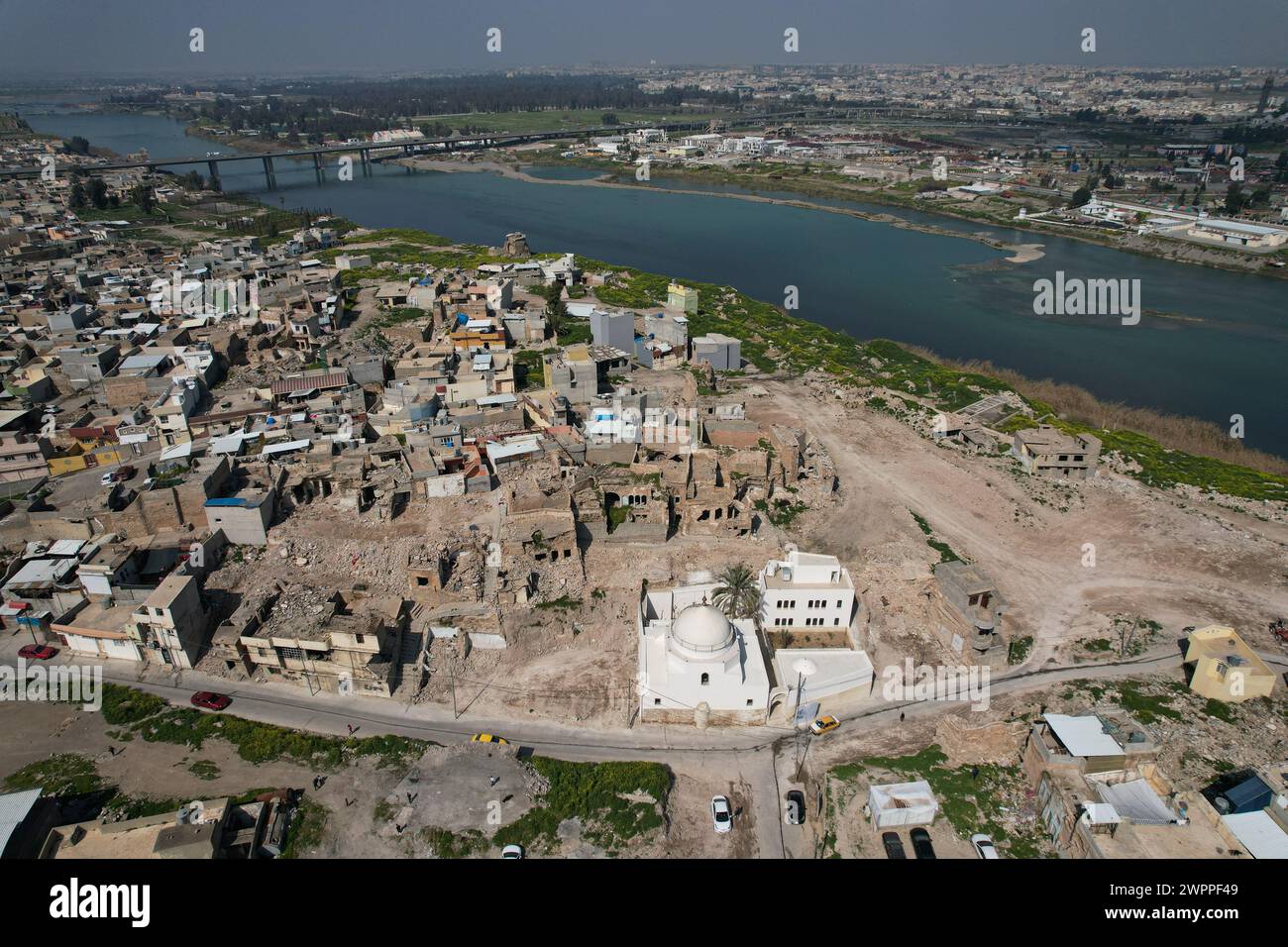 (EDITORS NOTE: Image taken with drone)An aerial view shows Al-Masfi ...