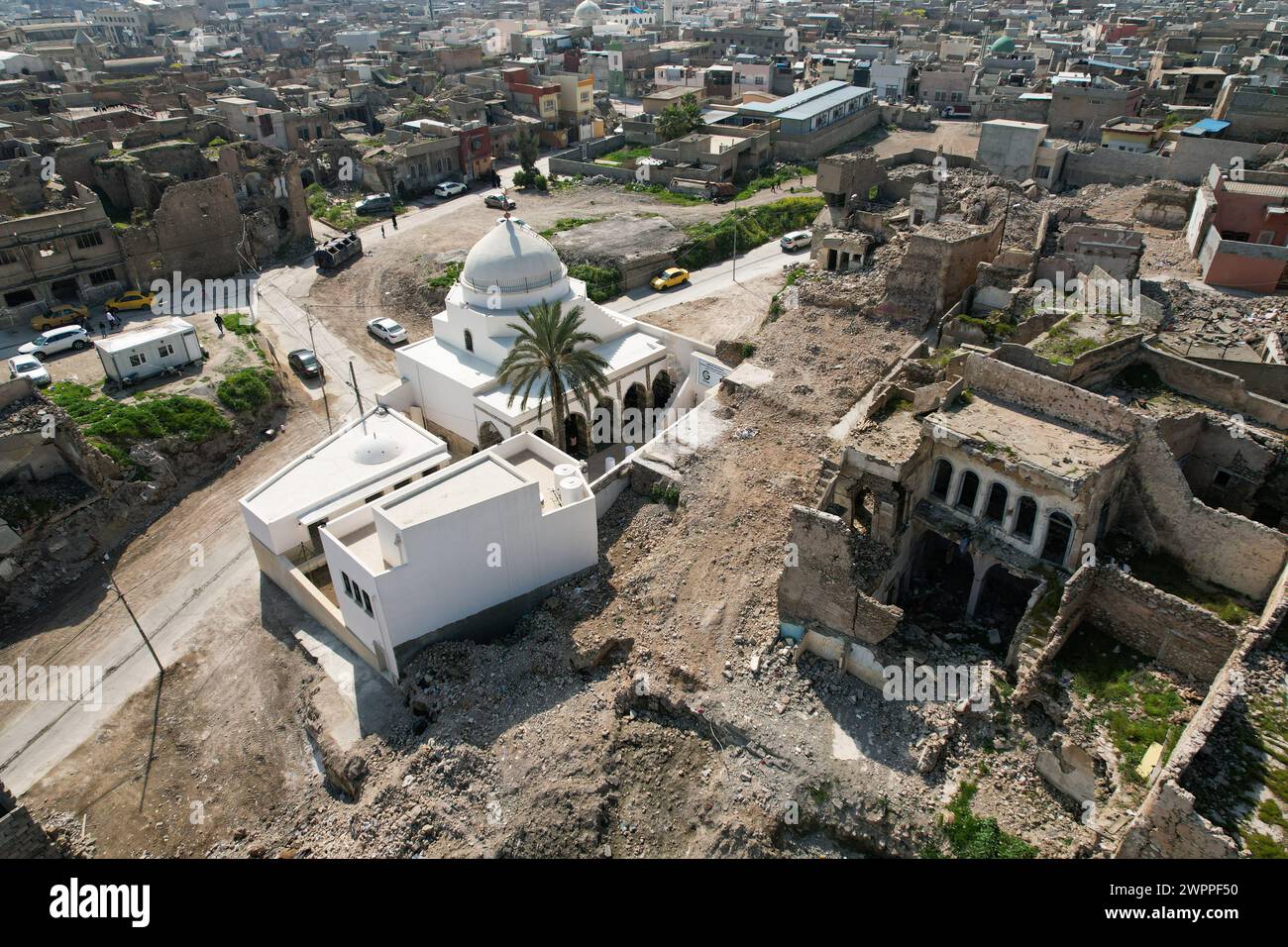 (EDITORS NOTE: Image taken with drone)An aerial view shows Al-Masfi ...