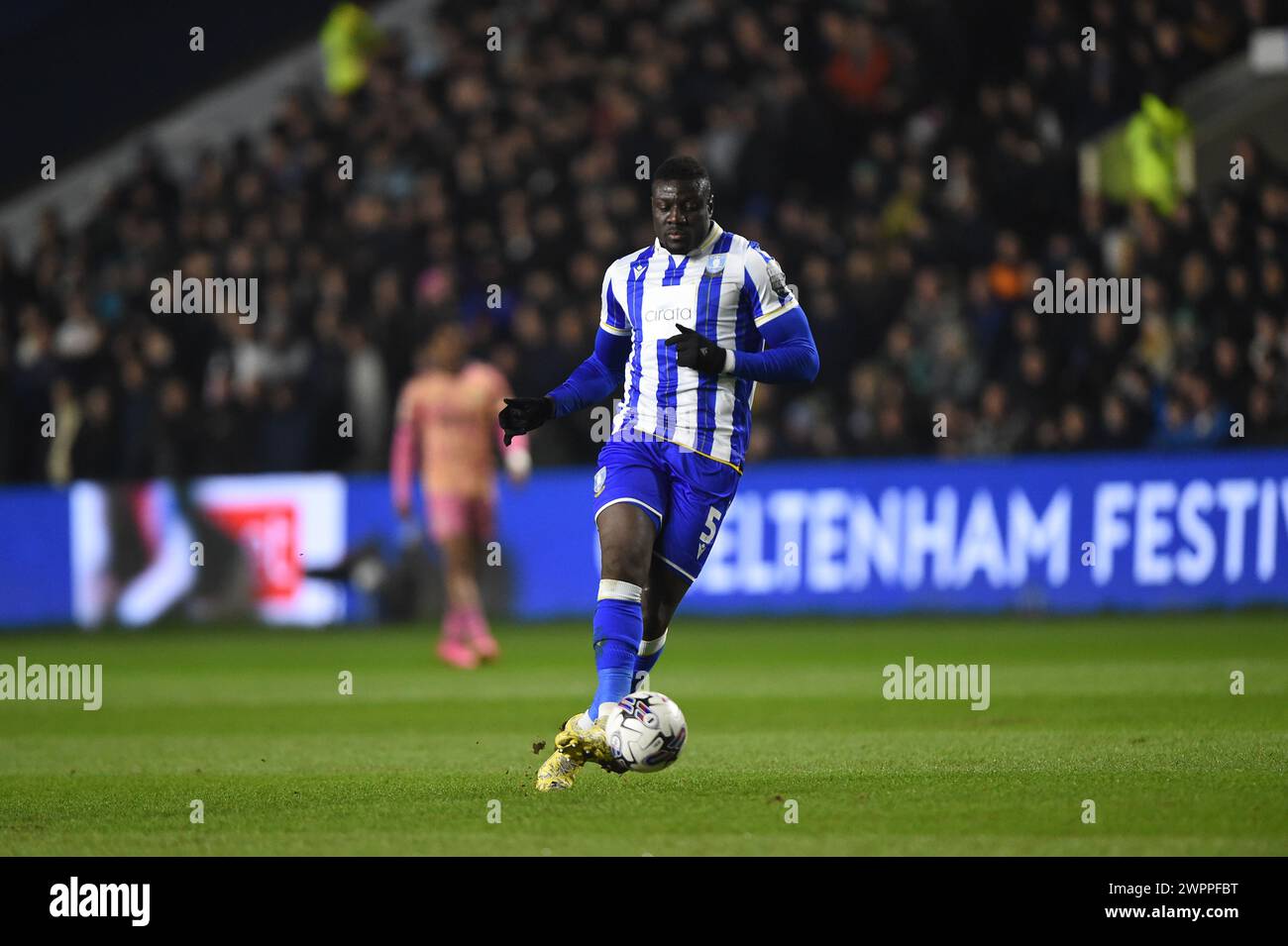Bambo Diaby of Sheffield Wednesday passes ball back to his keeper ...