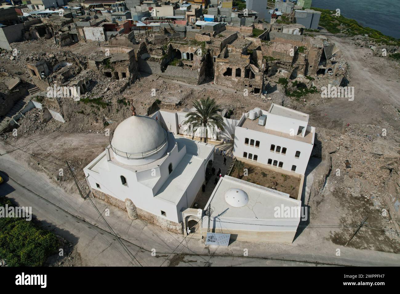 (EDITORS NOTE: Image taken with drone)An aerial view shows Al-Masfi ...