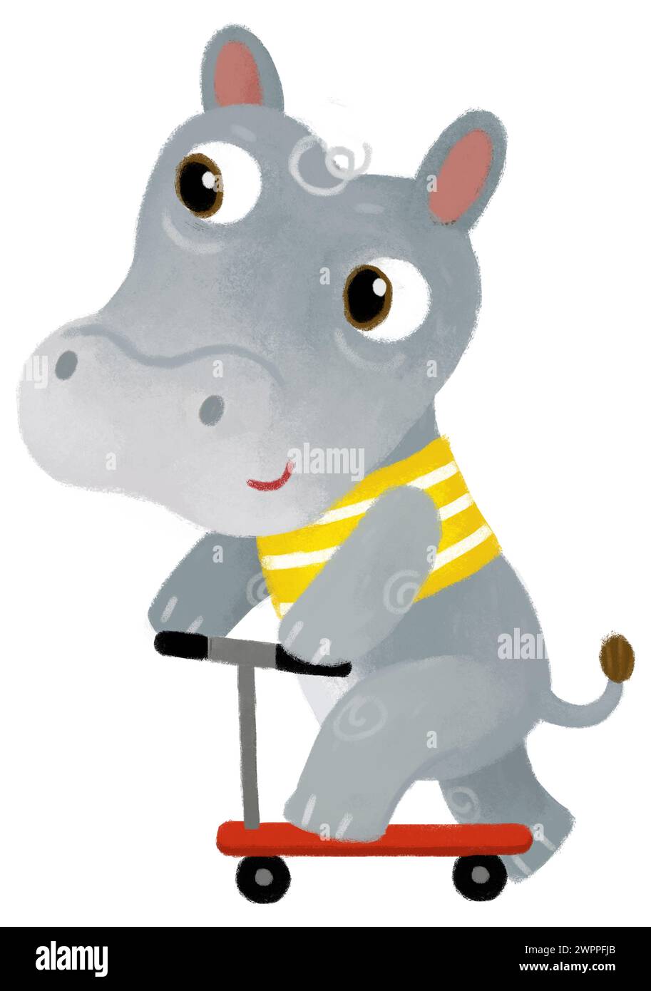cartoon scene with happy little boy hippo hippopotamus having fun ...