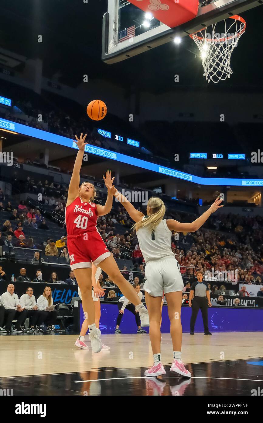 Minneapolis, Minnesota, USA. 8th Mar, 2024. Nebraska Cornhuskers center ...