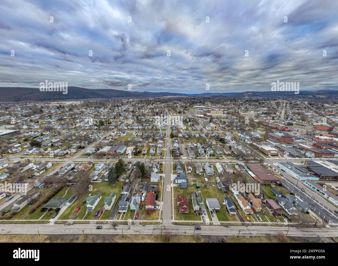 Sayre, PA, USA - 03-03-2024 - Cloudy winter aerial image of the ...