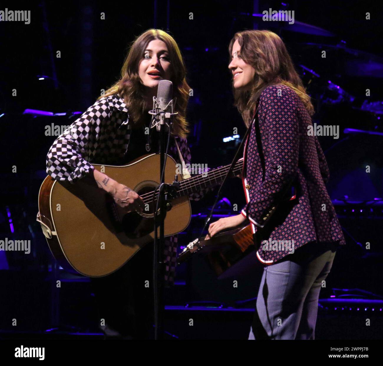 March 7, 2024, New York, New York, USA: Sisters/musicians (L-R) REBECCA ...