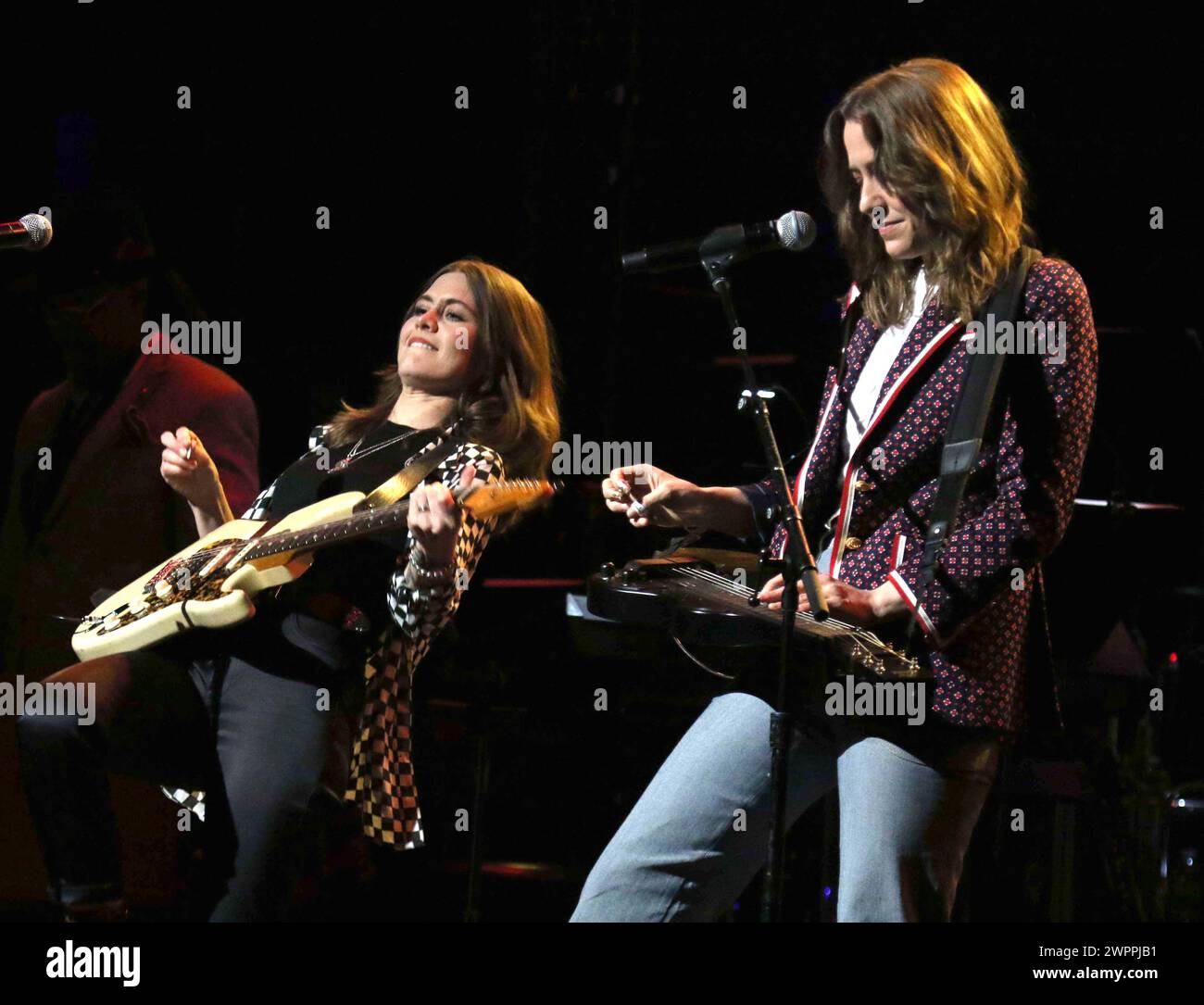 March 7, 2024, New York, New York, USA: Sisters/musicians (L-R) REBECCA ...