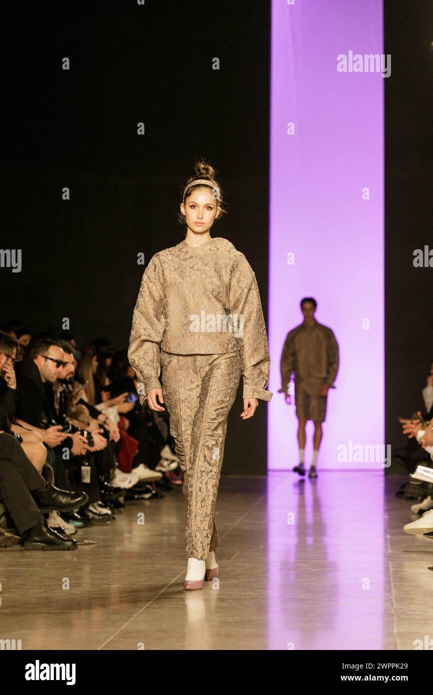 A model walks the runway at the Luís Carvalho Blossom Collection FW 24/ ...