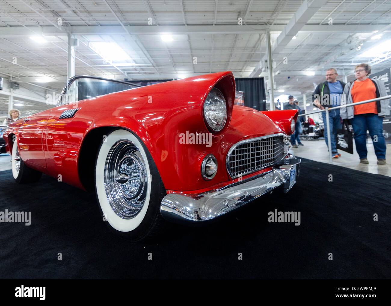 Mississauga, Canada. 8th Mar, 2024. People look at a custom vehicle ...