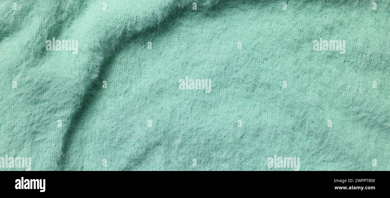 Texture of soft turquoise fabric as background, top view Stock Photo ...