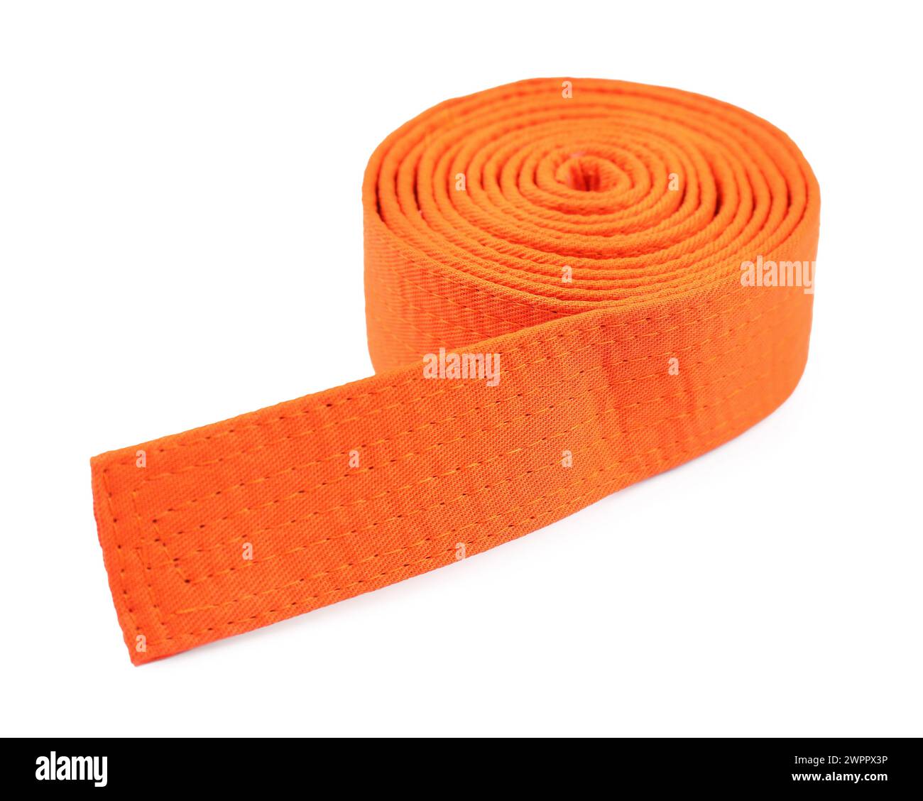 Orange karate belt isolated on white. Martial arts uniform Stock Photo ...
