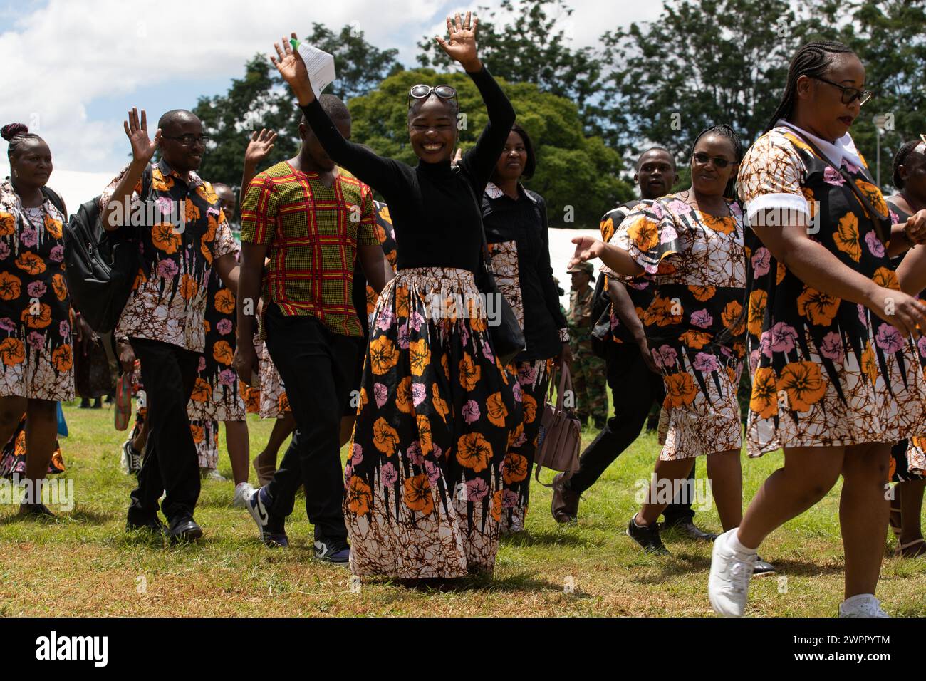 Lusaka, Zambia. 8th Mar, 2024. Zambian people take part in the ...