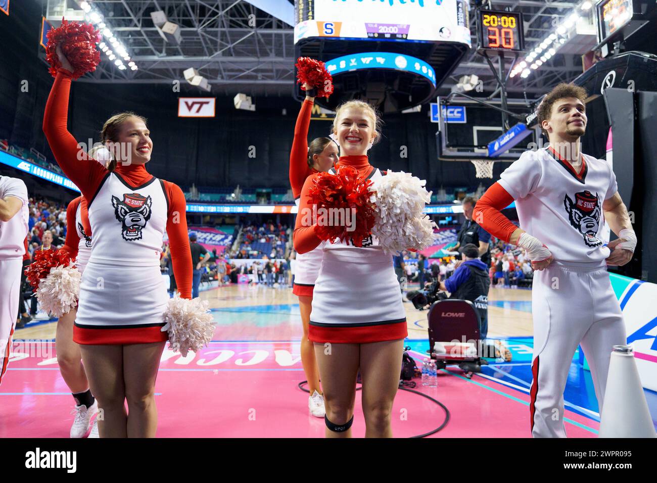 Greensboro, North Carolina, USA. 8th Mar, 2024. An NC State cheerleader ...