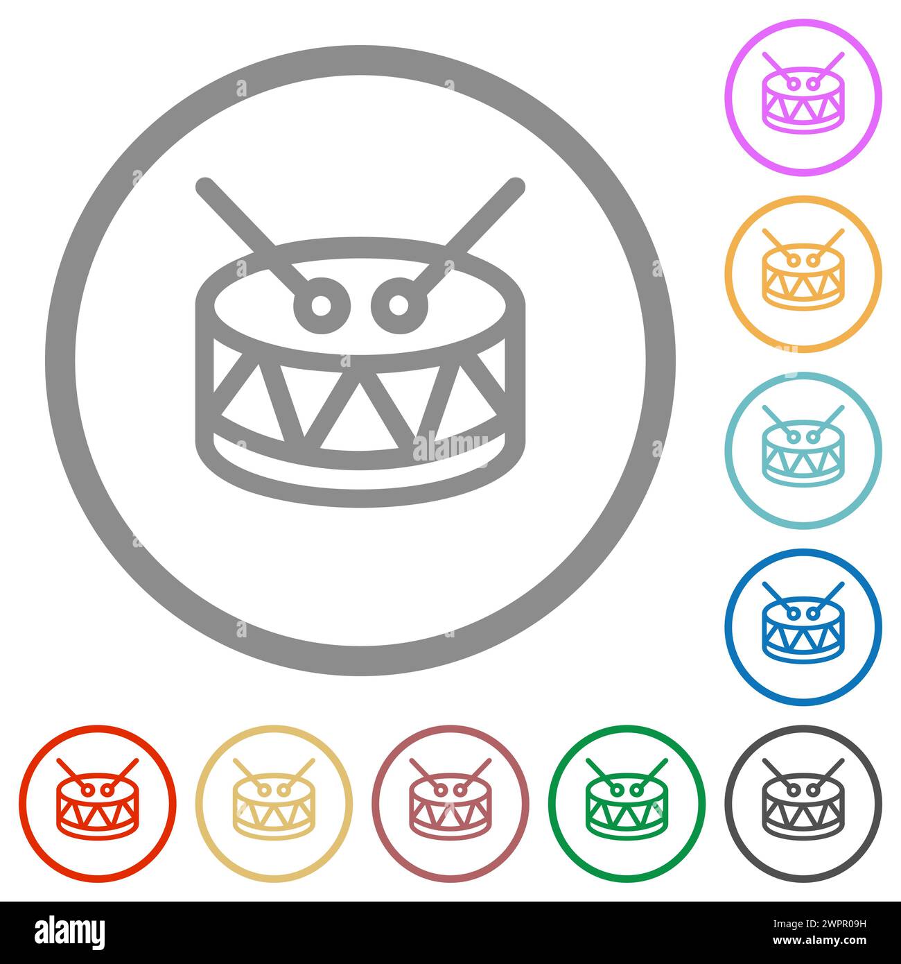 Drum outline flat color icons in round outlines on white background Stock Vector Image & Art - Alamy
