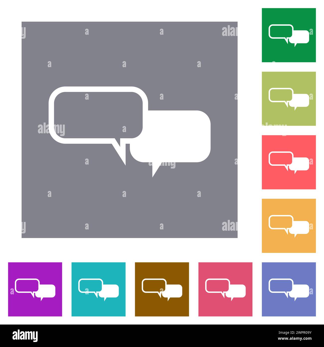 Chat bubbles flat icons on simple color square backgrounds Stock Vector Image & Art - Alamy