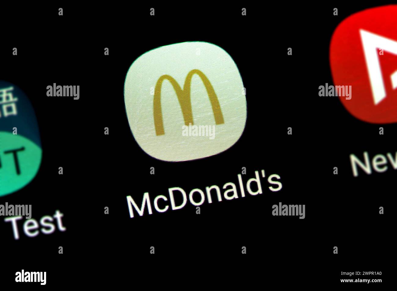 A zoomed-in view of a smartphone screen showing the McDonalds ...