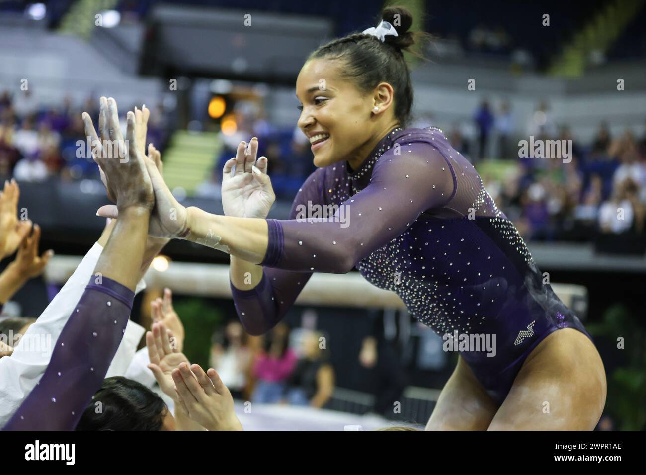 Baton Rouge, LA, USA. 8th Mar, 2023. LSU's Haleigh Bryant high fives ...