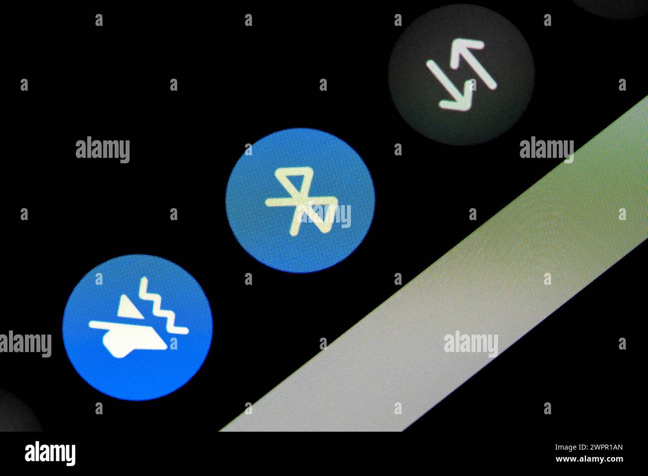 Bluetooth icon on a mobile device smartphone tablet screen display, BT and BLE module ...